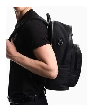 Emporio Armani Backpack With Front Zip Pocket And Metal Logo Plaque