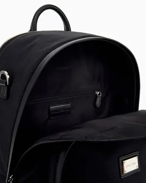 Emporio Armani Backpack With Front Zip Pocket And Metal Logo Plaque