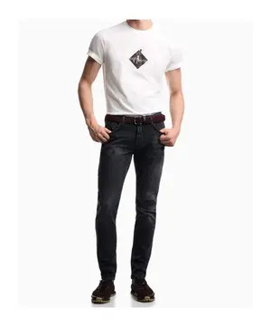 Emporio Armani Slim Fit Distressed Paint Splatter Jeans