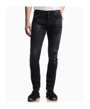 Emporio Armani Slim Fit Distressed Paint Splatter Jeans