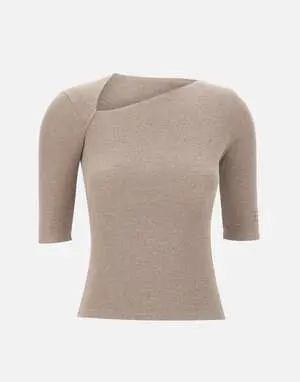 MAISON MARGIELA Knitted Top With Asymmetrical Neckline - Nude