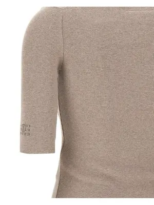MAISON MARGIELA Knitted Top With Asymmetrical Neckline - Nude