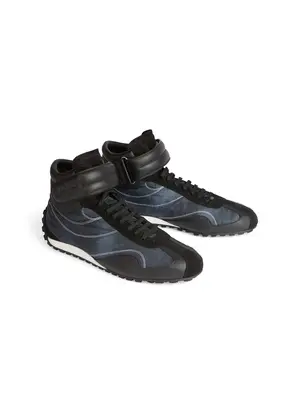 Balmain Racing Mid-top Trainers In Nylon And Leather