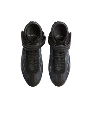 Balmain Racing Mid-top Trainers In Nylon And Leather