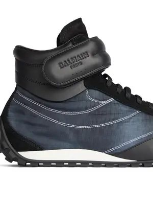 Balmain Racing Mid-top Trainers In Nylon And Leather
