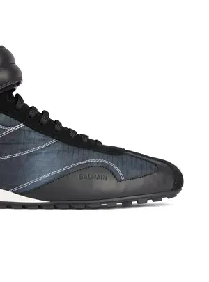 Balmain Racing Mid-top Trainers In Nylon And Leather