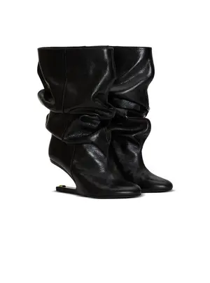 Balmain Textured Leather Ankle Boots