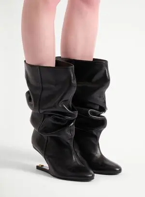 Balmain Textured Leather Ankle Boots