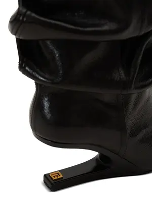 Balmain Textured Leather Ankle Boots