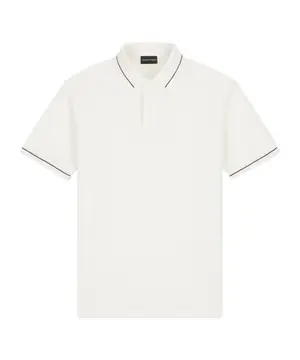 Emporio Armani Contrast-trim Buttoned Polo Shirt - White