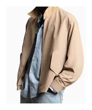 Emporio Armani Regular Fit Blouson Jacket In Plain Fabric With Cotton Panels