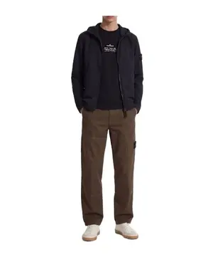Stone Island Nylon Zip-up Hooded Jacket With Logo Patch