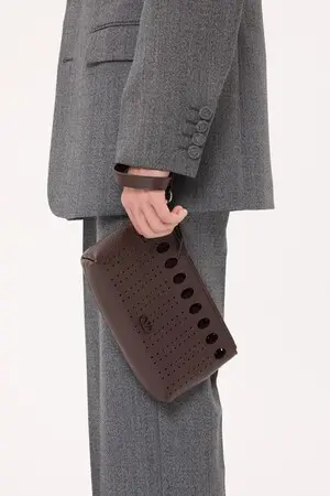 Valentino Garavani Perforated Zipper Clutch With Side Handle