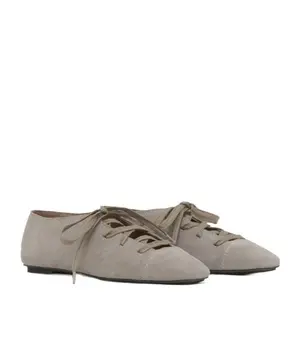 Emporio Armani Suede Lace-up Square-toe Flats