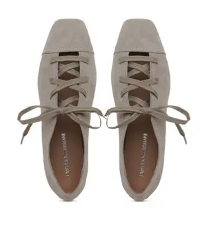 Emporio Armani Suede Lace-up Square-toe Flats