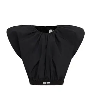 MSGM Logo Crop Top - Black