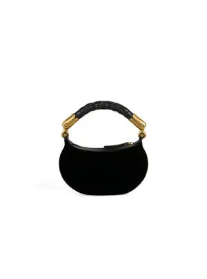 Balmain Mini Ebene Embroidered Velvet Bag