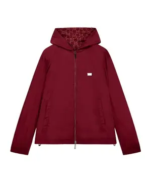 Emporio Armani Hooded Blouson Jacket With All-over Print Lining - Red
