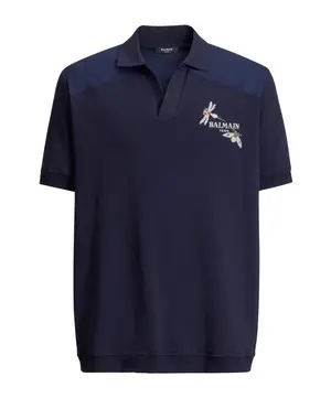Balmain Embroidered Insect Polo - Black