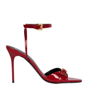 Balmain Anthem Sandals In Smooth Calfskin Leather - Red