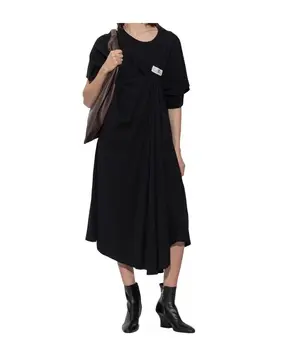 MAISON MARGIELA Gathered Logo-patch Dress