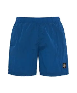 Stone Island Logo Detail Nylon Shorts - Blue