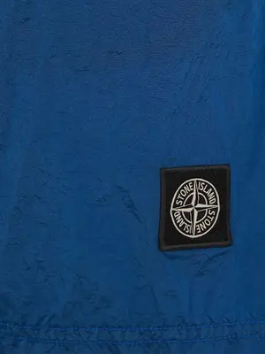 Stone Island Logo Detail Nylon Shorts - Blue