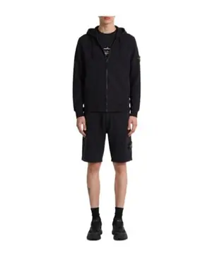 Stone Island Logo Cotton Zip Hoodie