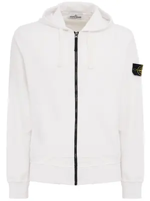 Stone Island Logo Cotton Zip Hoodie