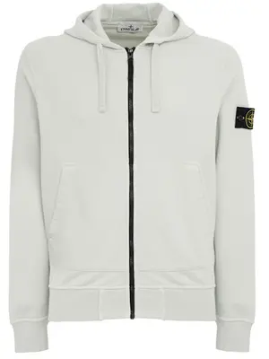 Stone Island Logo Cotton Zip Hoodie