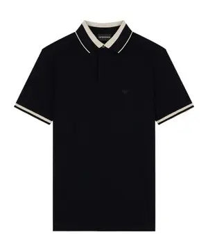 Emporio Armani Polo Shirt With Regular Fit In Cotton Pique - Black