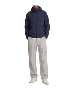 Stone Island Logo Patch Nylon Zip-up Hooded Jacket