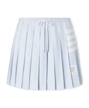 Thom Browne Drawstring Pleated Mini Skirt - Light Blue