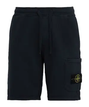 Stone Island Logo Cotton Sweat Shorts - Black