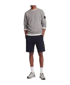 Stone Island Logo Cotton Sweat Shorts