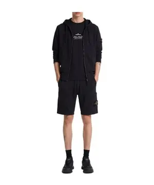 Stone Island Logo Cotton Sweat Shorts