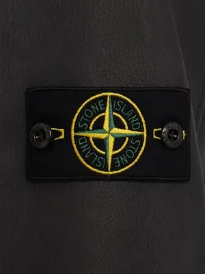 Stone Island Leather Zip-up Hooded Jacket