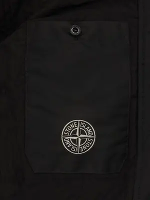 Stone Island Leather Zip-up Hooded Jacket