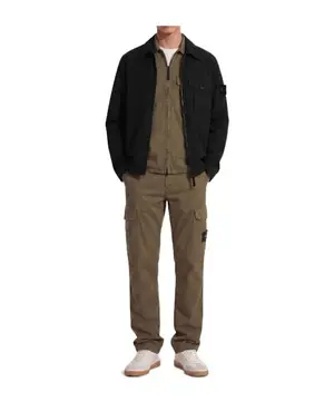 Stone Island Logo Cotton Zip-up Overshirt