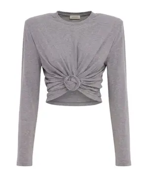 Magda Butrym Draped Top W/rose Detail - Gray