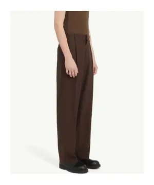 MAISON MARGIELA Wide Leg Wool Shirting Trousers With Numeric Embroidery