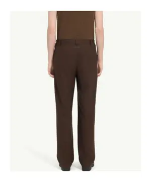 MAISON MARGIELA Wide Leg Wool Shirting Trousers With Numeric Embroidery