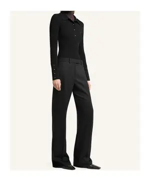 COURREGES Courrèges Ribbed Knit Polo Top With Buttoned Cuffs - Black
