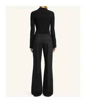 COURREGES Courrèges Ribbed Knit Polo Top With Buttoned Cuffs - Black