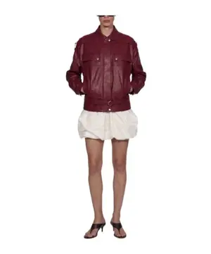 Magda Butrym Leather Belted Jacket - Red