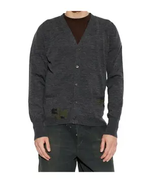 MAISON MARGIELA Wool Cardigan With Pockets And Geometric Appliqués