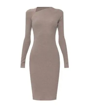 MAISON MARGIELA Asymmetrical Neckline Long Sleeve Dress - Gray