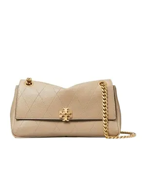 Tory Burch Small Charlie Quilted Shoulder Bag Soft Cement
