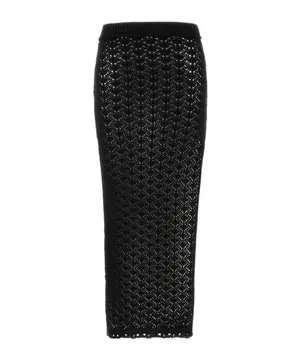 Blumarine Crochet-knit Fitted Midi Skirt
