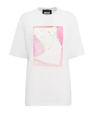 MSGM Printed Cotton T-shirt - White